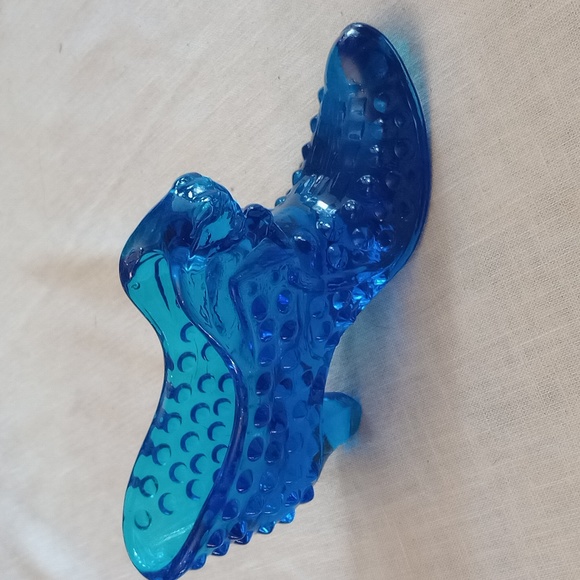 Fenton | Art | Fenton Style Art Glass Cobalt Blue Cat Head Hobnail Shoe ...
